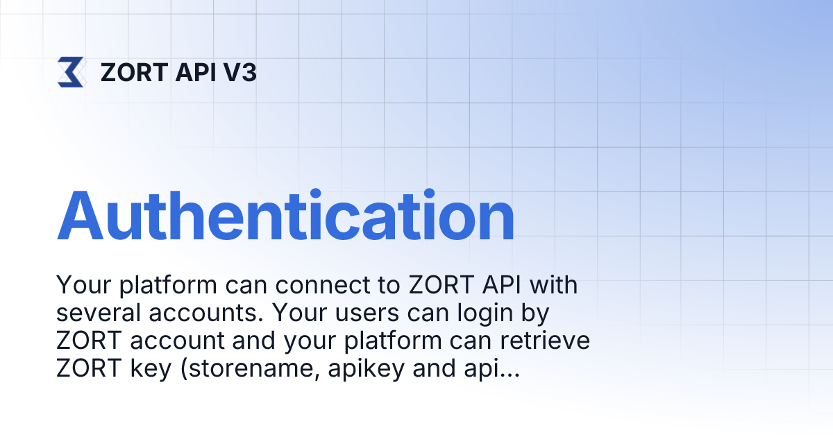 Authentication | ZORT API V3